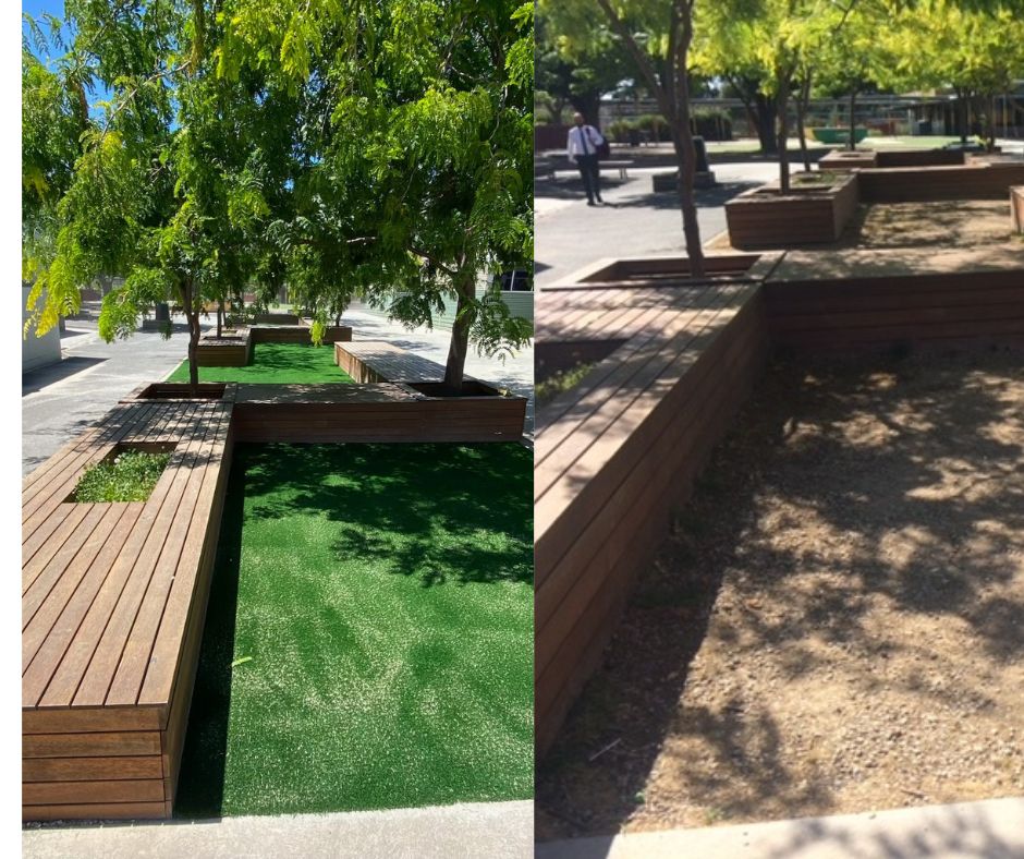 School Court Yard Transformed into Relaxation Sanctuary | Artificial ...